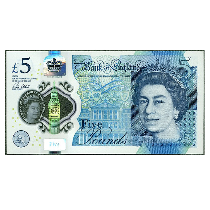 Banknot 5 Funtów Brytyjskich - Królowa Elżbieta II (5 pound / 5 GBP) Obiegowy | Kup online na ...