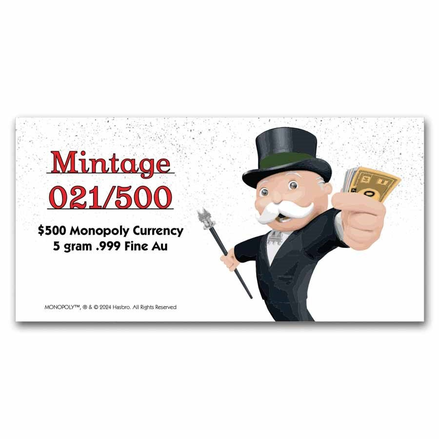 Sztabko Moneta Samoa: Monopoly - Currency Notes 5 gramów Złota 2024 ...